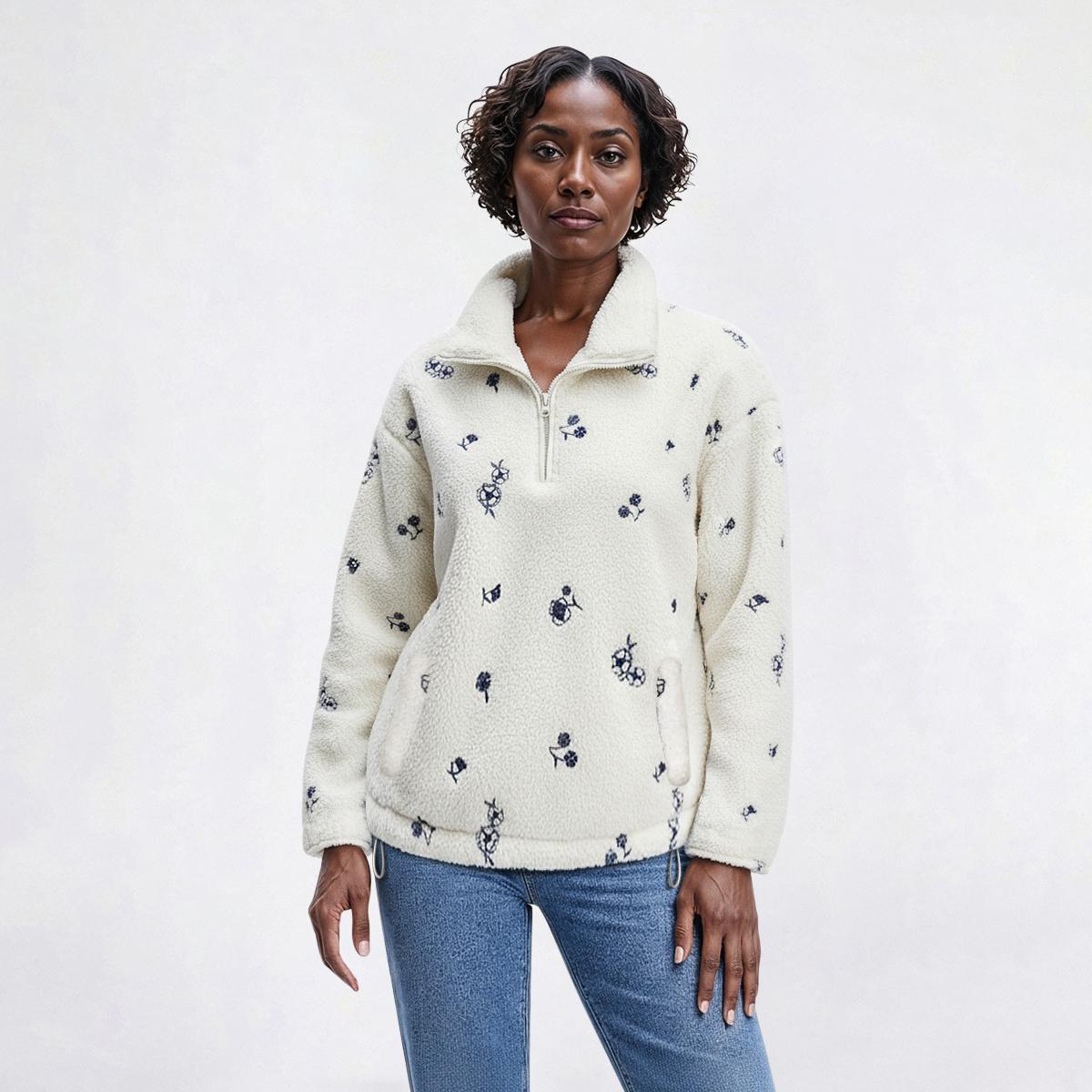 Click here for Womens Architect(R) Floral Embroidered 1/4 Zip She... prices